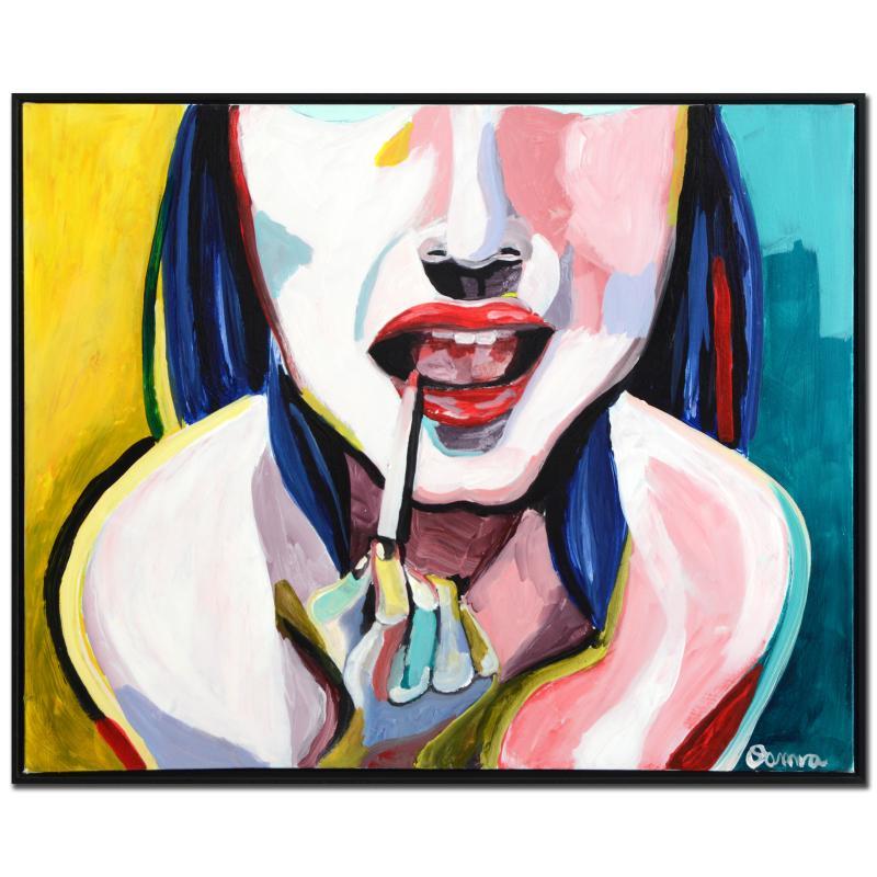 Ofer Samra! "Lipstick" Framed Original Oil & Acrylic Painting on Canvas ...