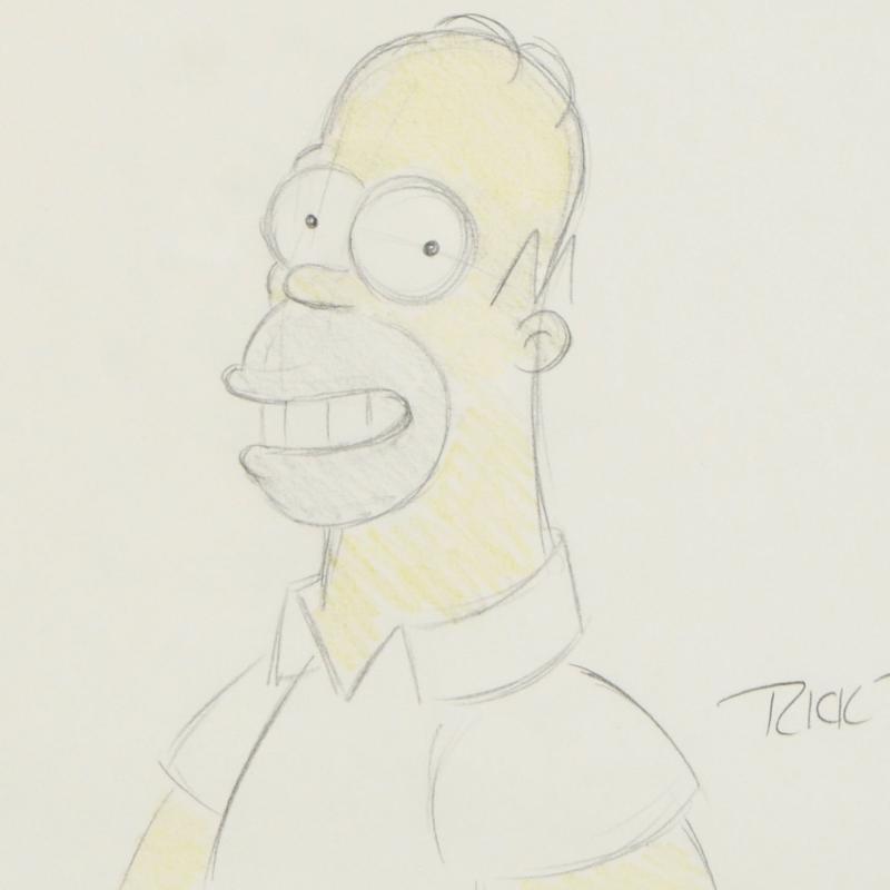 Rick Farmiloe! "Homer Simpson" Framed Original Color Pencil Sketch ...