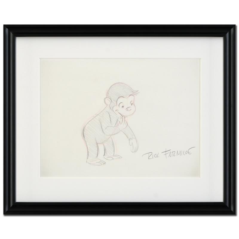 Rick Farmiloe! "Curious George" Framed Original Pencil Sketch, Hand ...