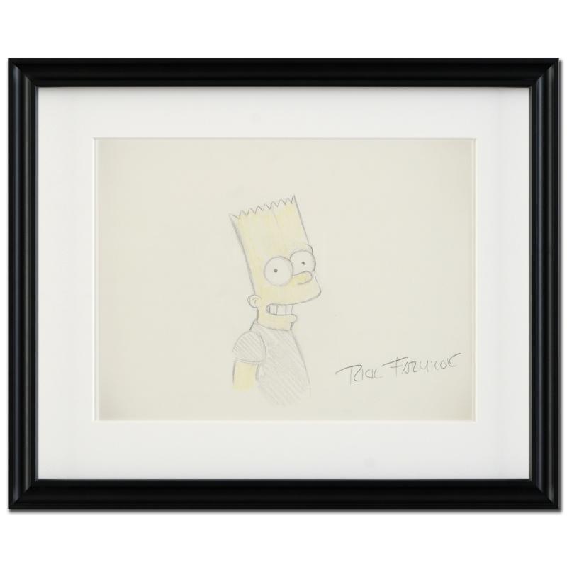Rick Farmiloe! "Bart Simpson" Framed Original Color Pencil Sketch, Hand ...