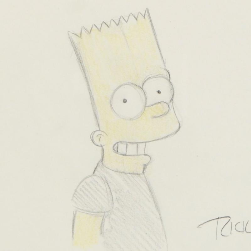 Rick Farmiloe! "Bart Simpson" Framed Original Color Pencil Sketch, Hand ...