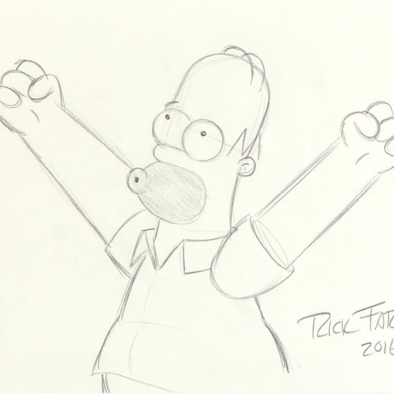 Rick Farmiloe - "Homer Simpson" Original Pencil Sketch, Hand Signed ...