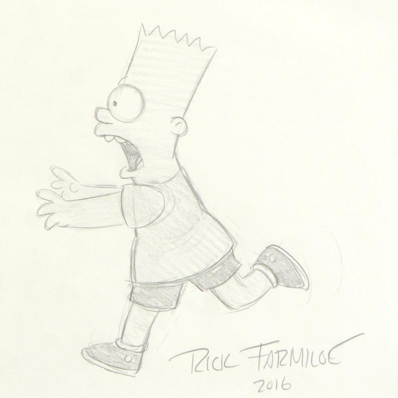 Rick Farmiloe - "Bart Simpson" Original Pencil Sketch, Hand Signed with ...