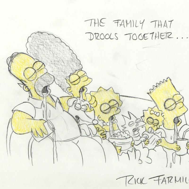 "The Simpsons Couch Gag" Framed Original Pencil Sketch by Animator Rick ...