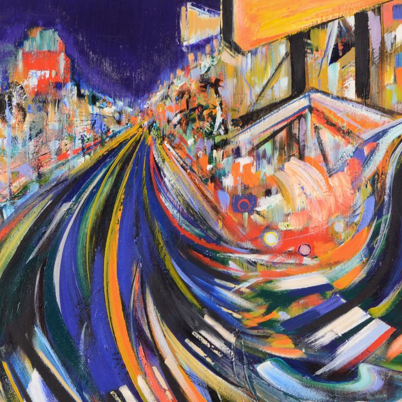 Leandro Manzo, "Green Light on Sunset Strip" Original Oil Painting on ...