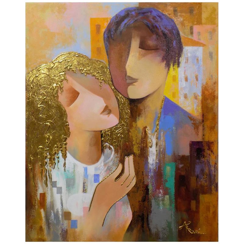 Arbe, "Honeymoon" Original Mixed Media Painting on Canvas with Gold ...