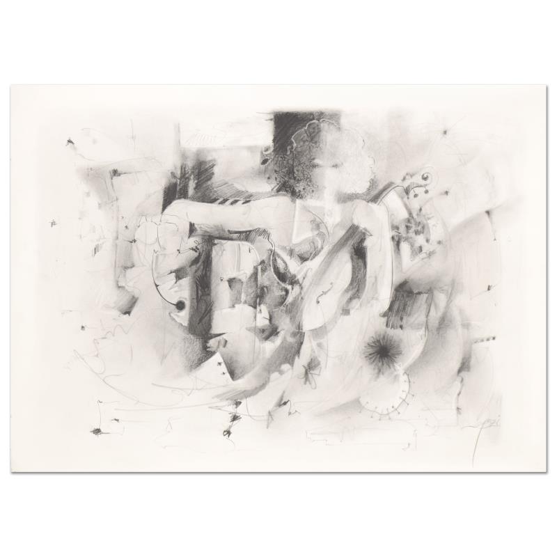 Sabzi, "Composition" Original Drawing, Hand Signed with Letter of ...