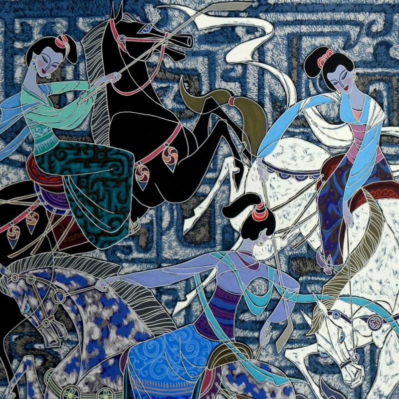 Zu Ming Ho, "Ma Qui Polo" Limited Edition Serigraph, Numbered and Hand ...