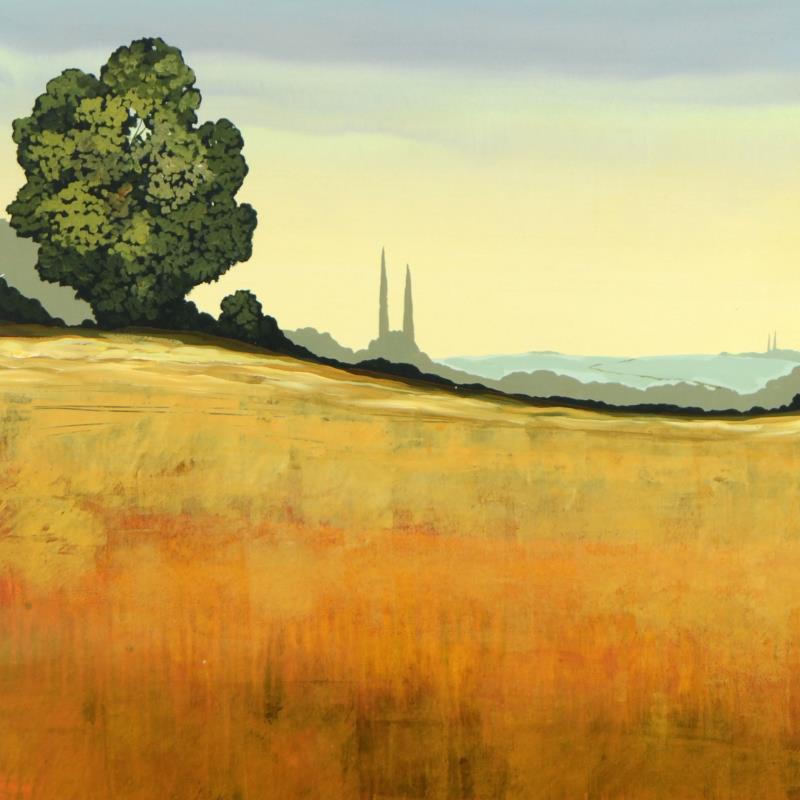 Robert Charon, "Tuscan Trees II" Original Mixed Media, Hand Signed with ...