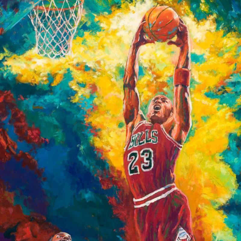 Turchinsky Dimitry, "Michael Jordan Dunks" Hand Signed Mixed Media on ...