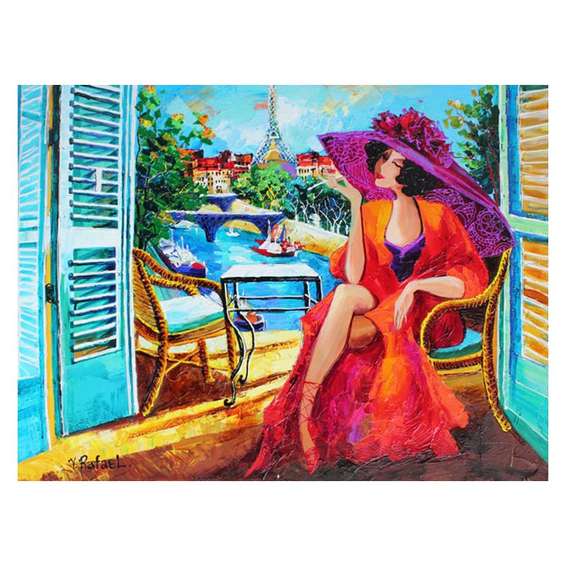 Yana Rafael, "Parisian Afternoon" Hand Signed Original Painting on ...