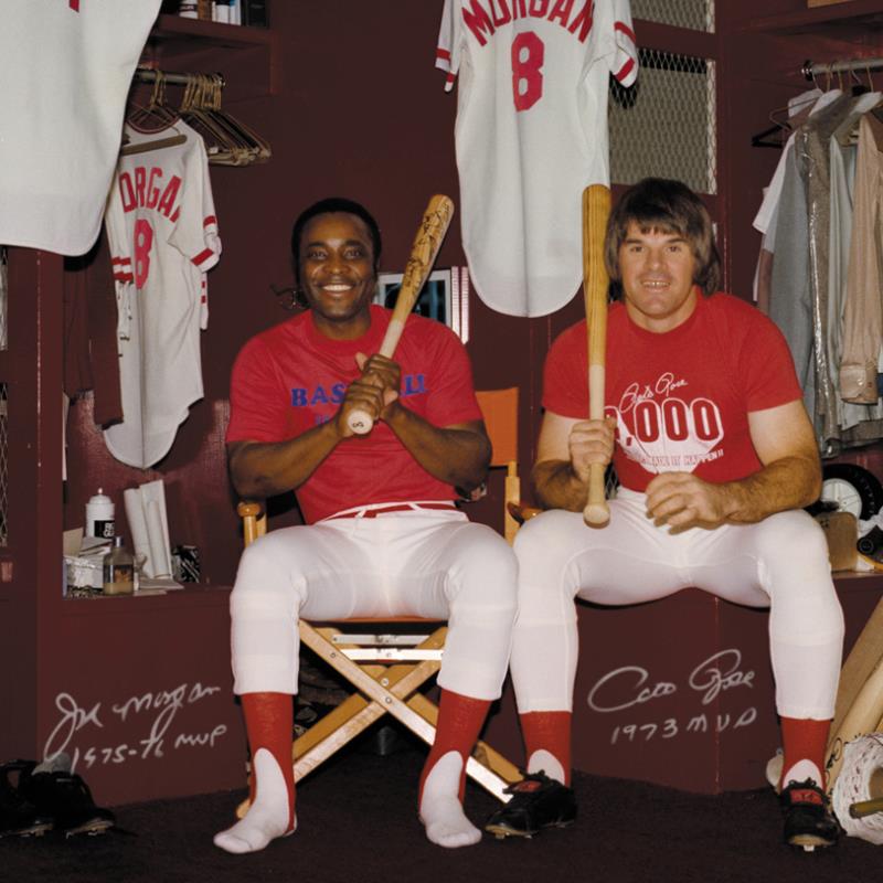 "Pete Rose & Morgan in Clubhouse" Archival Photograph Autographed by ...