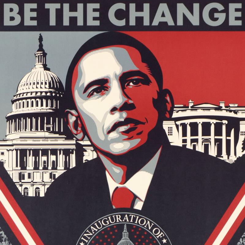 Shepard Fairey, "Be the Change" Barack Obama Inauguration Collectible ...