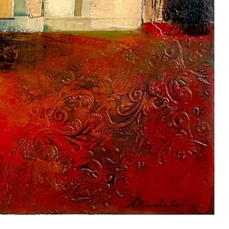 Mindeli, "Abstract Village" Original Mixed Media, Hand Signed with ...