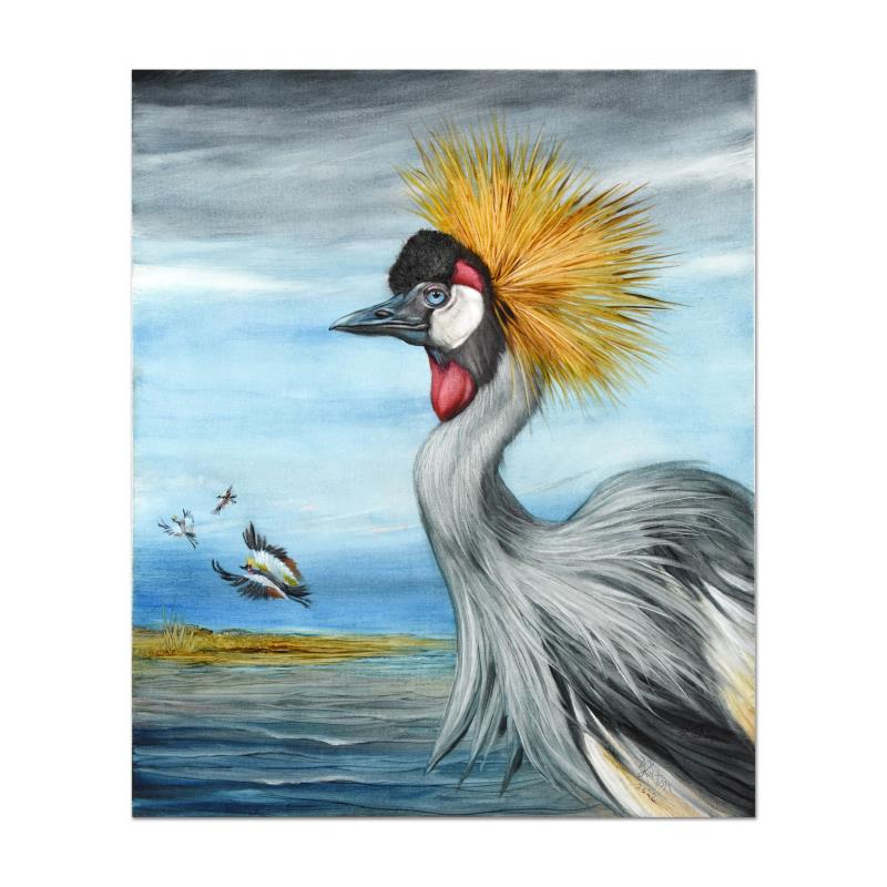 Martin Katon, "Grey Crane" Original Oil Painting on Canvas, Hand Signed ...