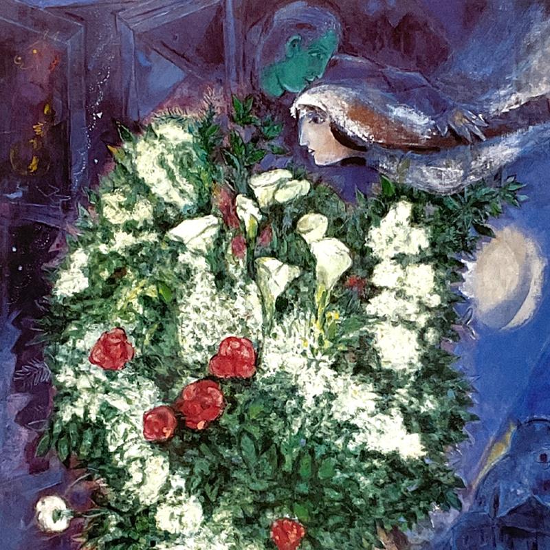 Marc Chagall (1887-1985), "Bouquet with Flying Lover" Framed Offset ...