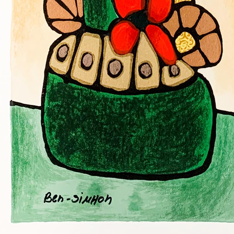 Ben Simhon, "Green Vase" Hand Signed Limited Edition Serigraph on Paper ...