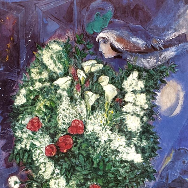Marc Chagall (1887-1985), "Bouquet with Flying Lover" Framed Offset ...