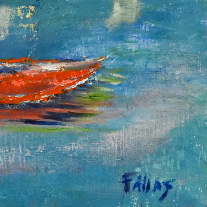 Elliot Fallas, "Harbor Vista" Original Oil Painting on Canvas, Hand ...