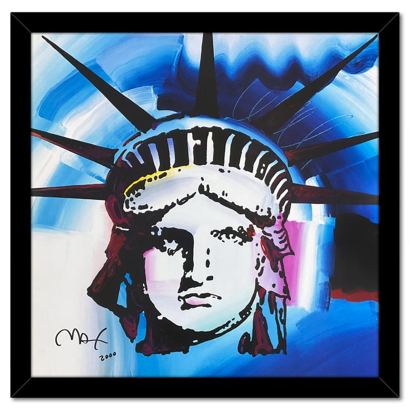 Peter Max, "Liberty 2000 I (Blue)" Framed Hand Signed Lithograph with ...