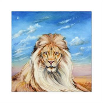 Martin Katon, "Sky Blue Lion" Original Oil Painting on Canvas, Hand ...