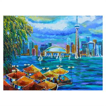 Yana Rafael, "Downtown Toronto" Hand Signed Original Painting on Canvas ...