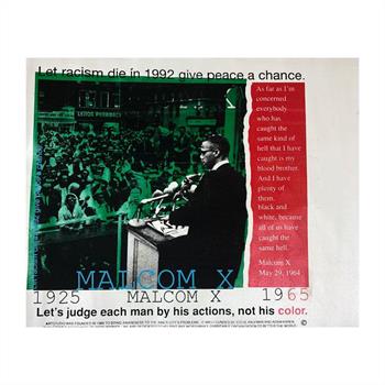 Steve Kaufman (1960-2010), "Malcolm X, three" Hand Signed Hand Pulled ...