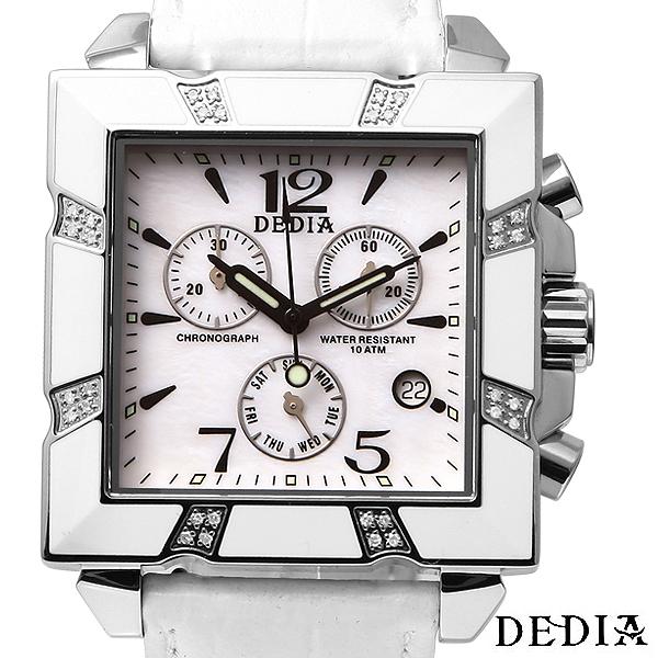 DEDIA Brand New Chronograph Swiss Movement Watch with Diamonds and Day ...