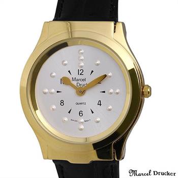 MARCEL DRUCKER New Leather Strap Braille Swiss Watch | Property Room