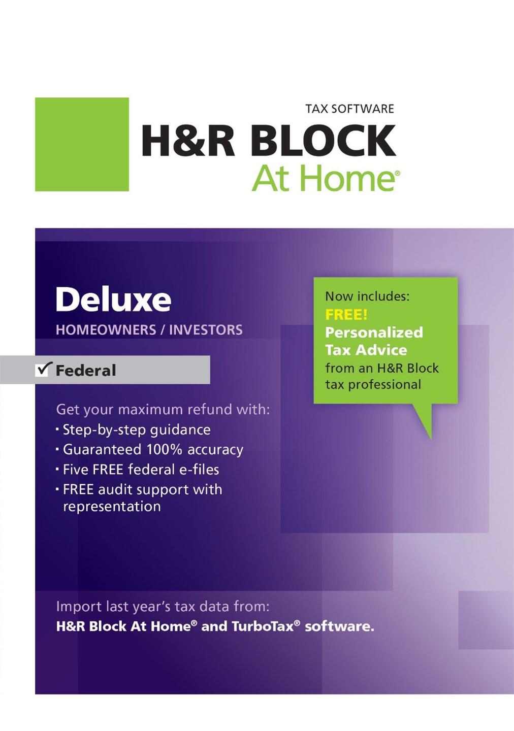NEW H&R Block At Home Deluxe For PC and MAC | Property Room