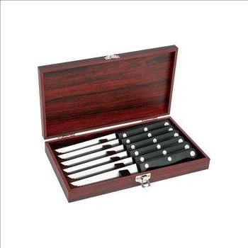 NEW Slitzer Germany 7pc Steak Knife Set in Wood Box | Property Room