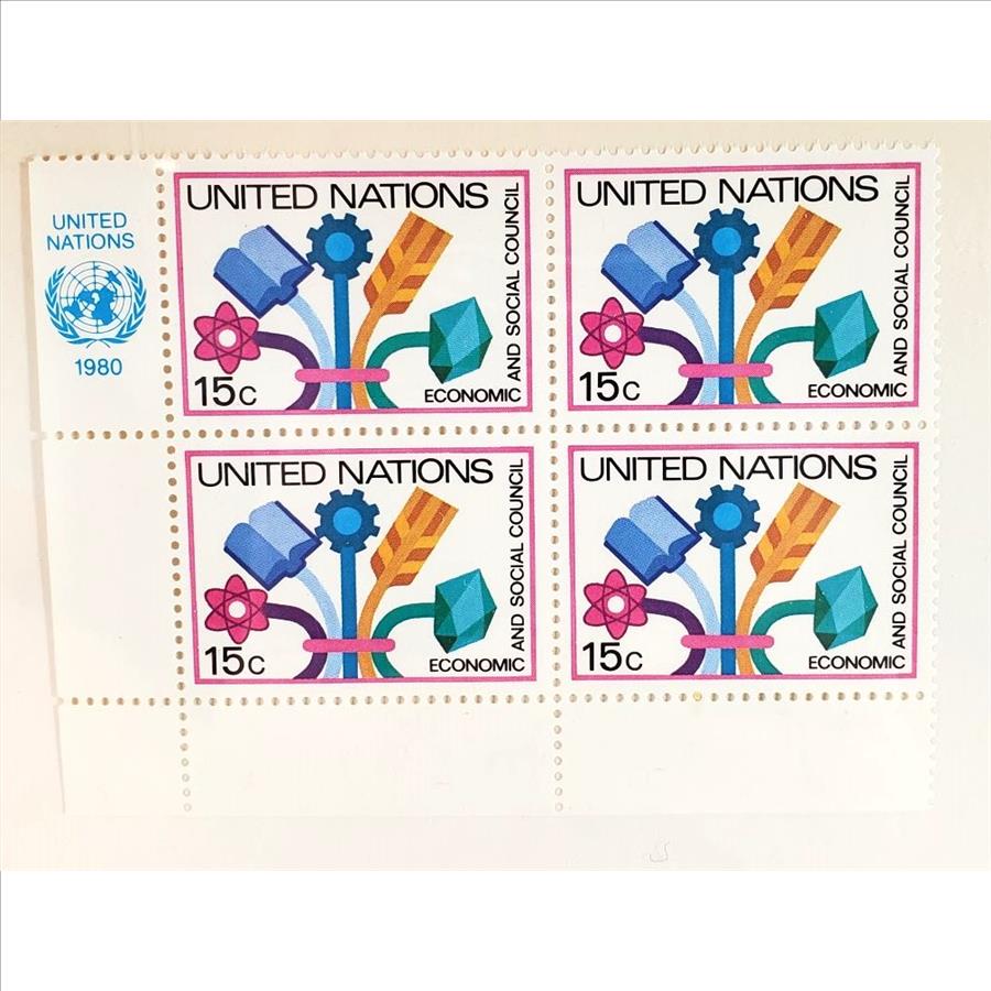 United Nations Stamps Set of 4 Blockes of 4 Stamps 1980 1981 | Property ...