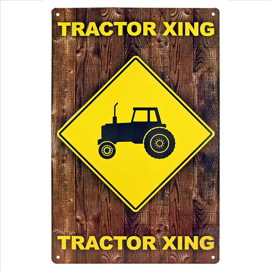 New Metal Sign Caution Tractor Xing Crossing Farming Farmer Funny ...