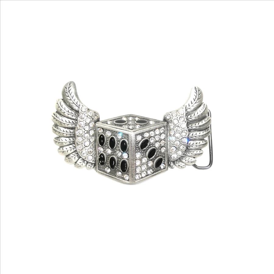 Dice & Wings Rhinestones Metal Belt Buckle | Property Room
