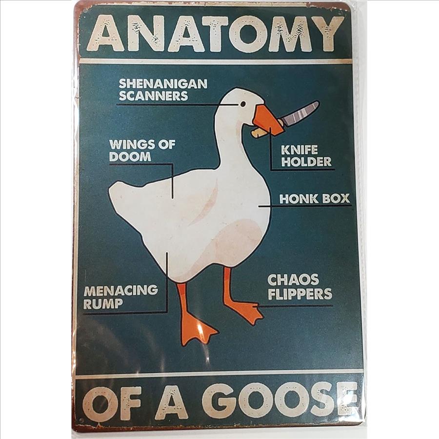 Vintage Looking Anatomy Of A Goose Metal Sign 8" x 12" | Property Room