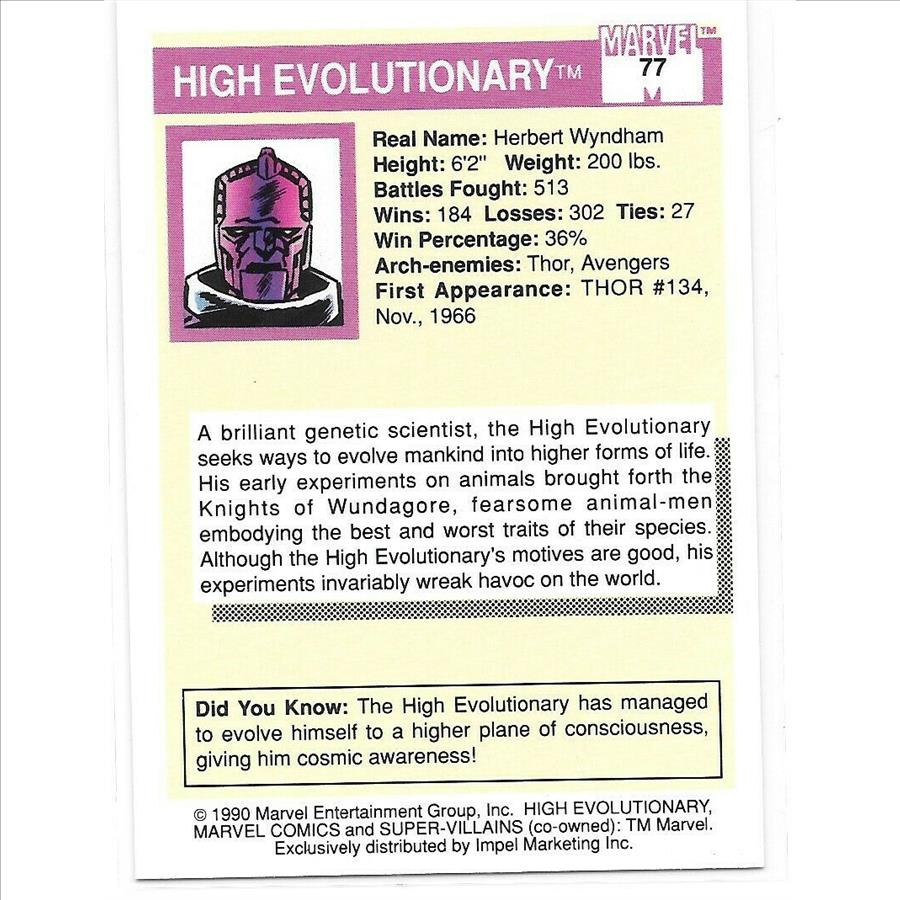 1990 Marvel Super Heroes Trading Card Series 1 Impel - High ...