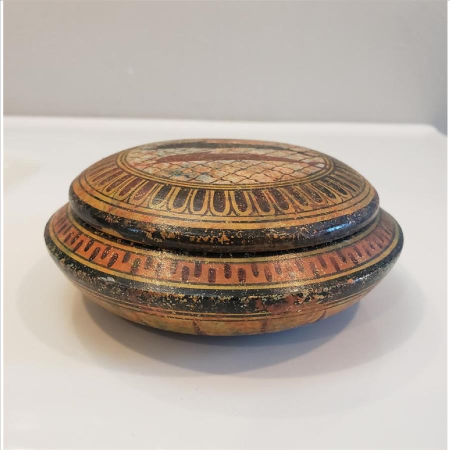VTG Copy Hand Painted by Liana Geometric Pyxis Pottery Lidded Trinket ...