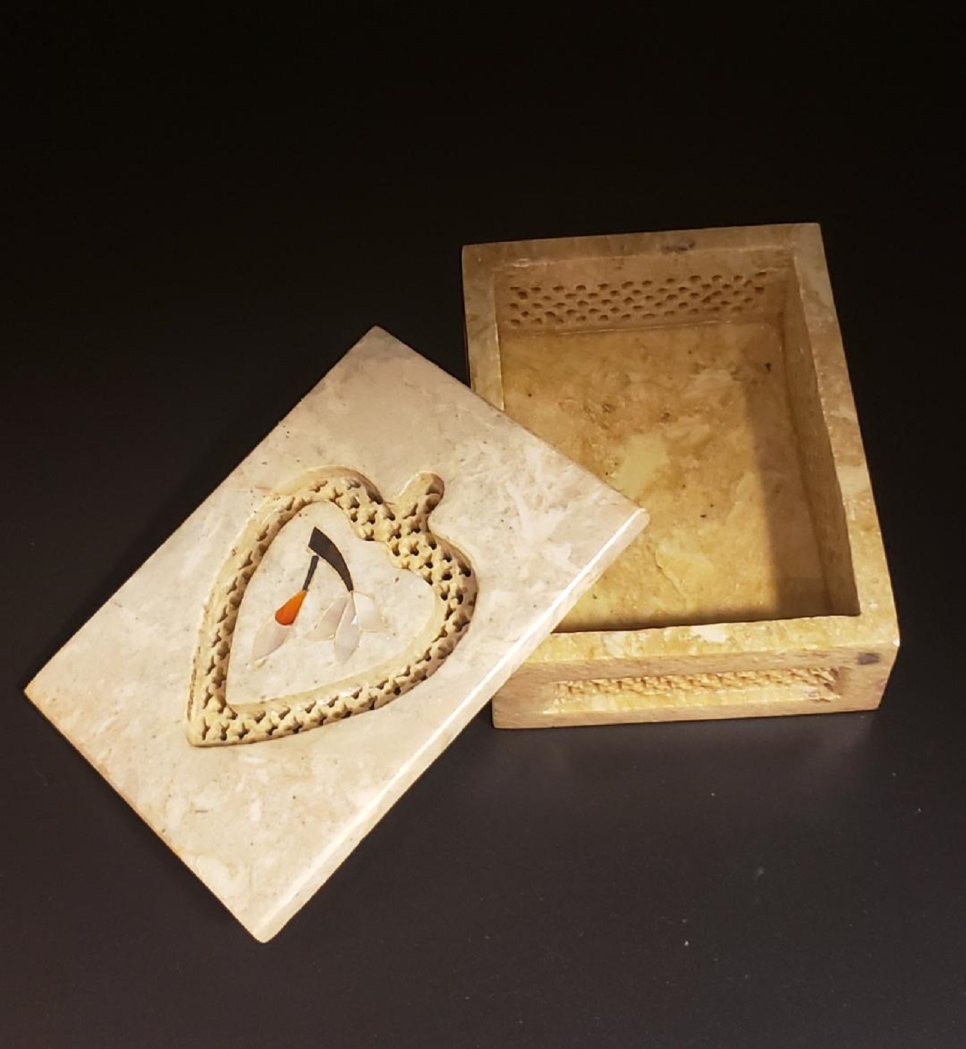 Natural Marble Stone Sea Shell Inlay Trinket Box Made in India ...