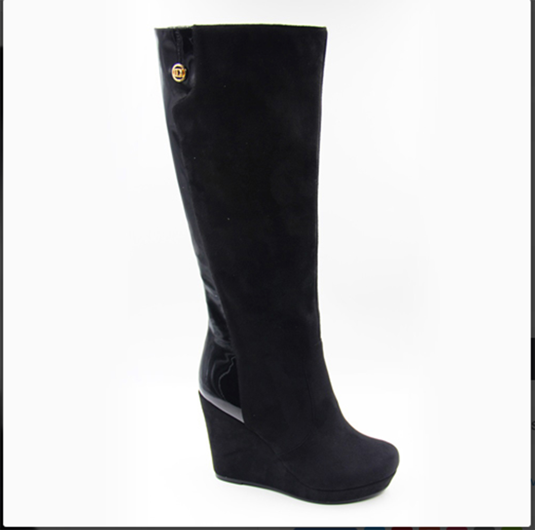 Boots: Women's Black Suede Wedge Boots by Dusaka Sz 8 1/2 - Retail $180 ...