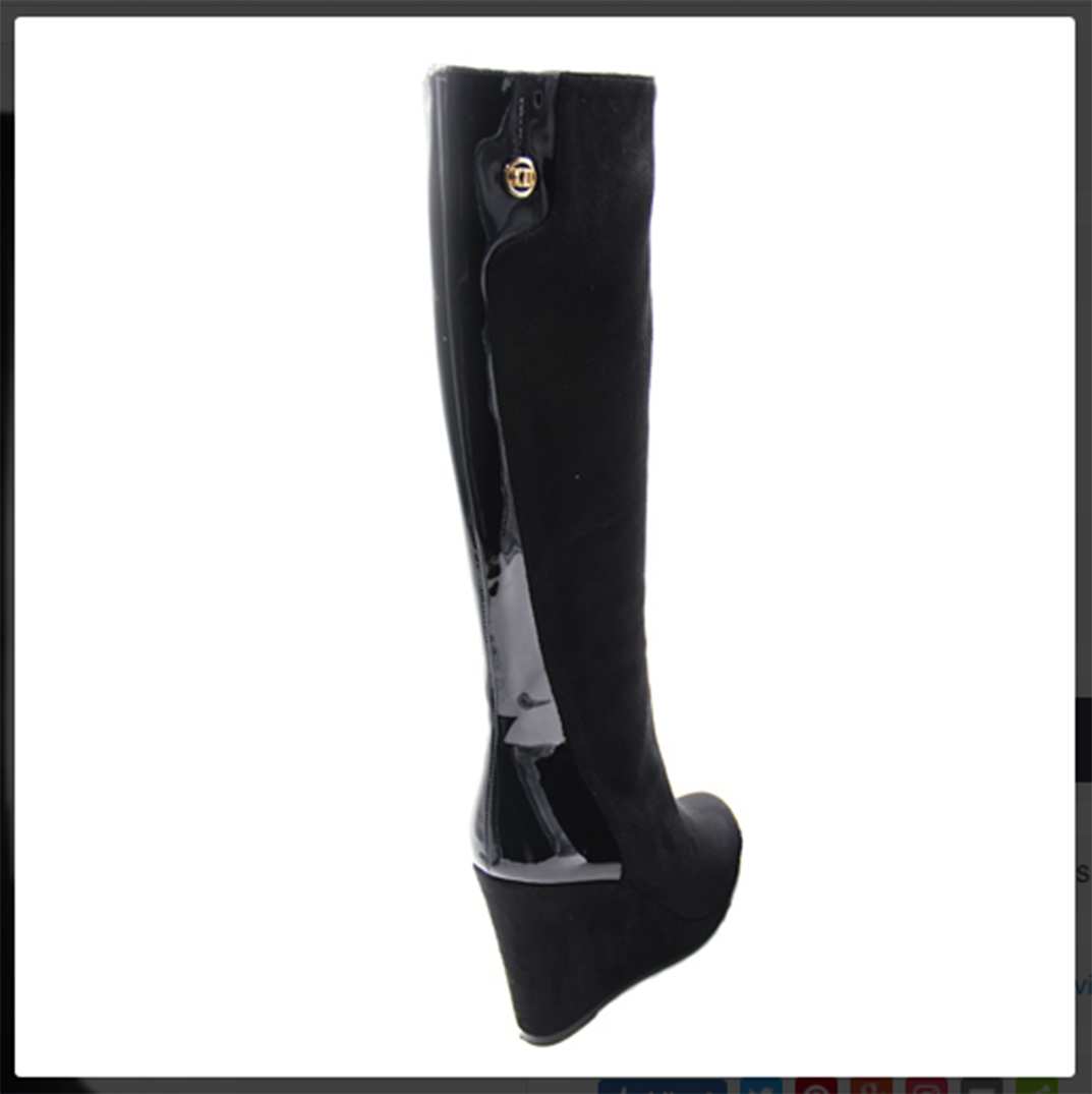 Boots: Women's Black Suede Wedge Boots by Dusaka Sz 8 1/2 - Retail $180 ...