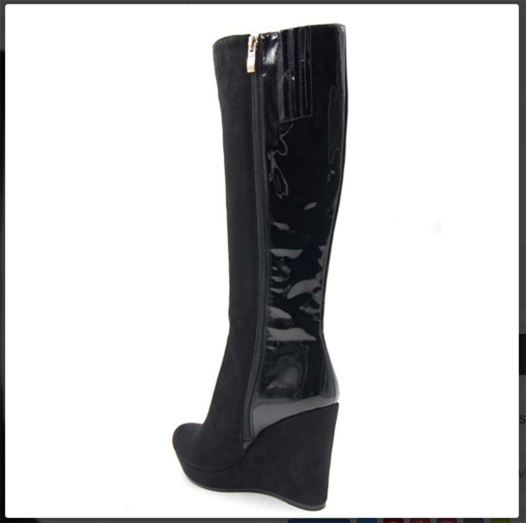 Boots: Women's Black Suede Wedge Boots by Dusaka Sz 7 1/2 - Retail $180 ...