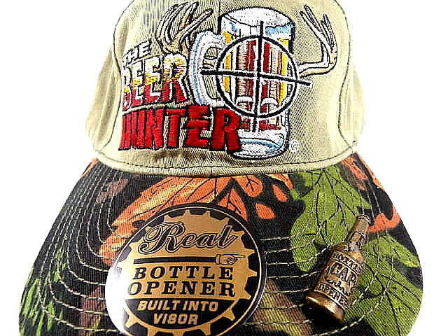 Embroidered The Beer Hunter Baseball Cap With Built In Visor Bottle ...