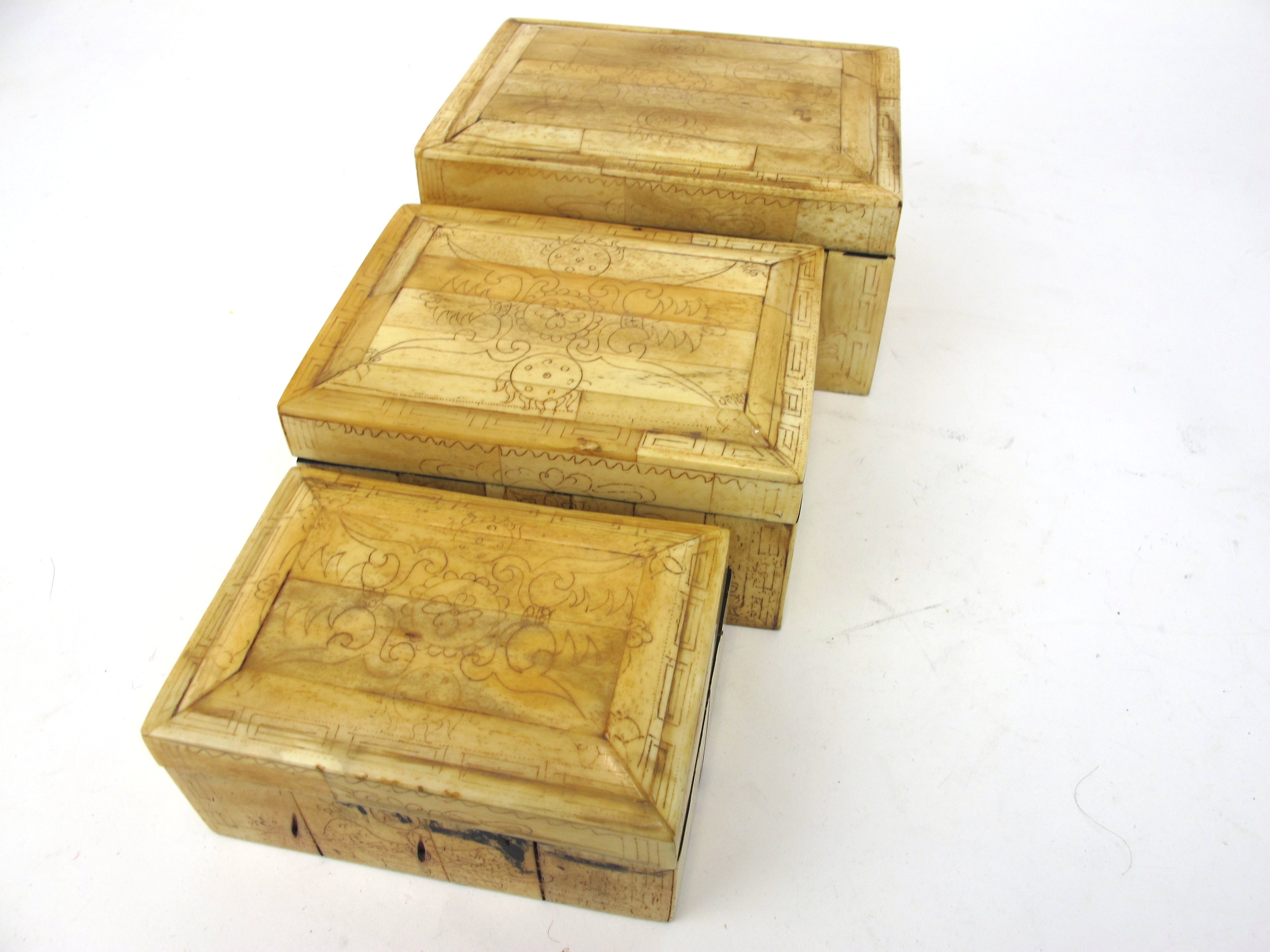 3 Vintage Bone Jewelry Boxes | Property Room