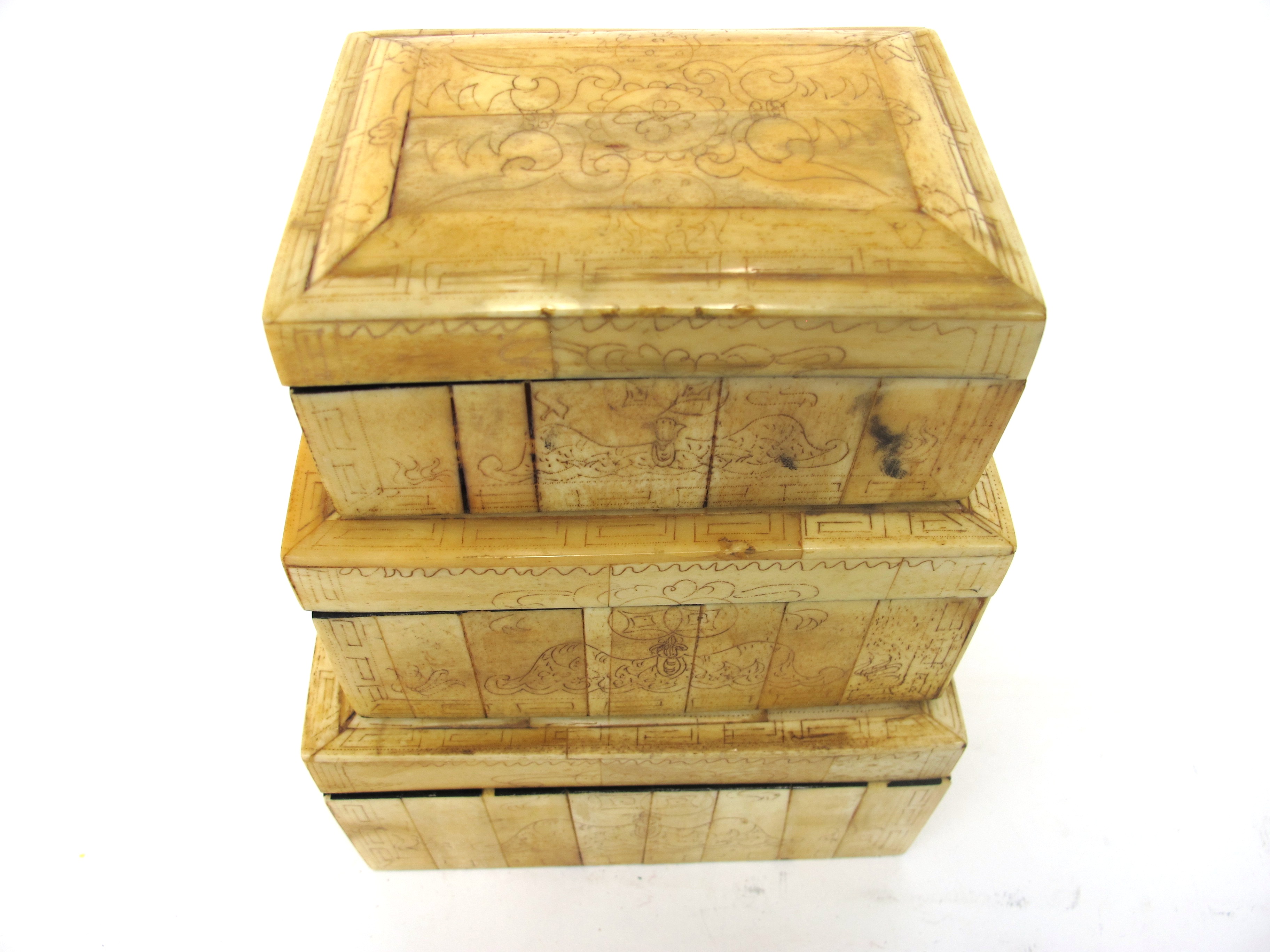 3 Vintage Bone Jewelry Boxes | Property Room