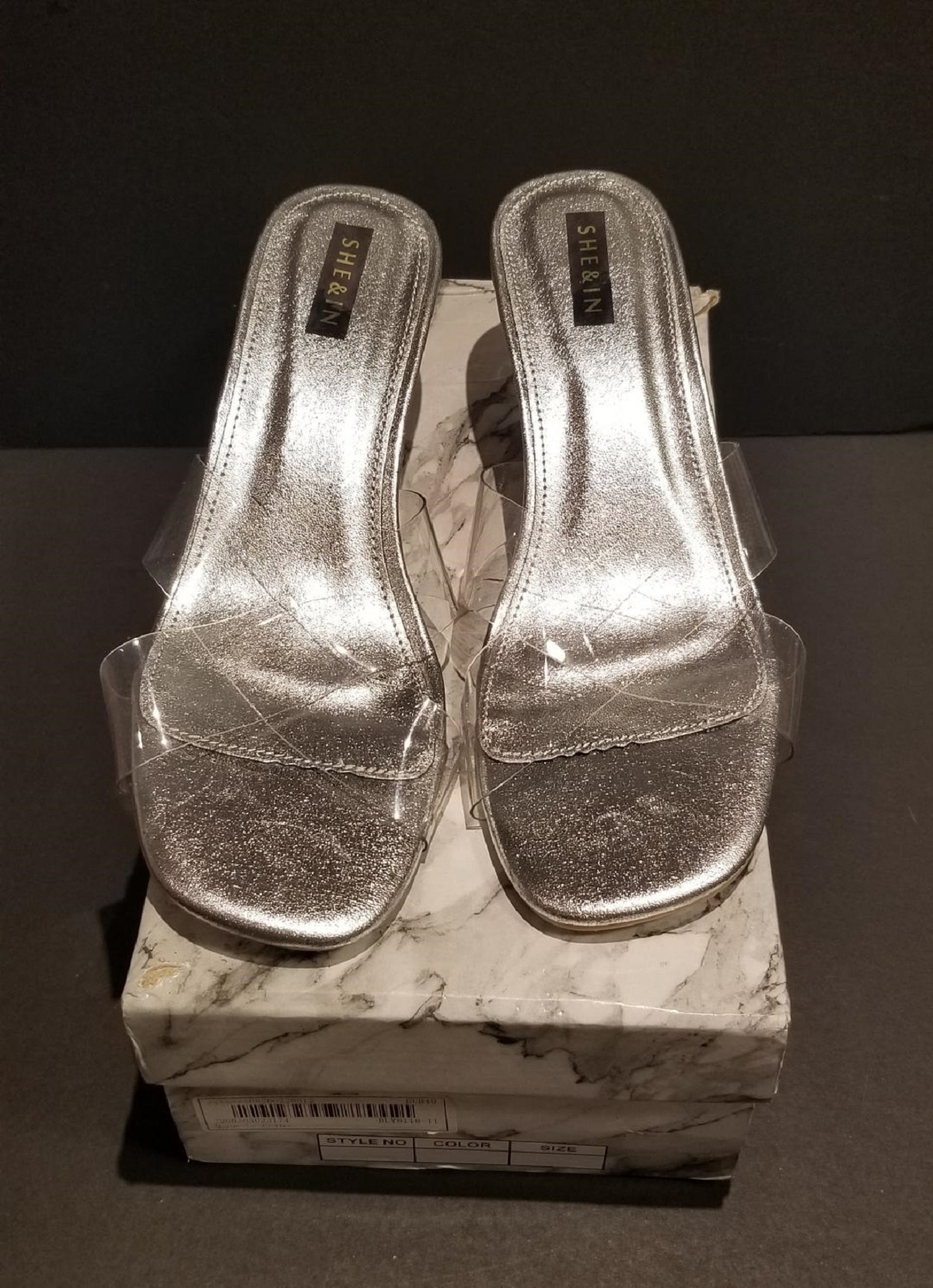 SHEIN Cross Clear Strap Chunky Heel Mules Size - 6.5 | Property Room