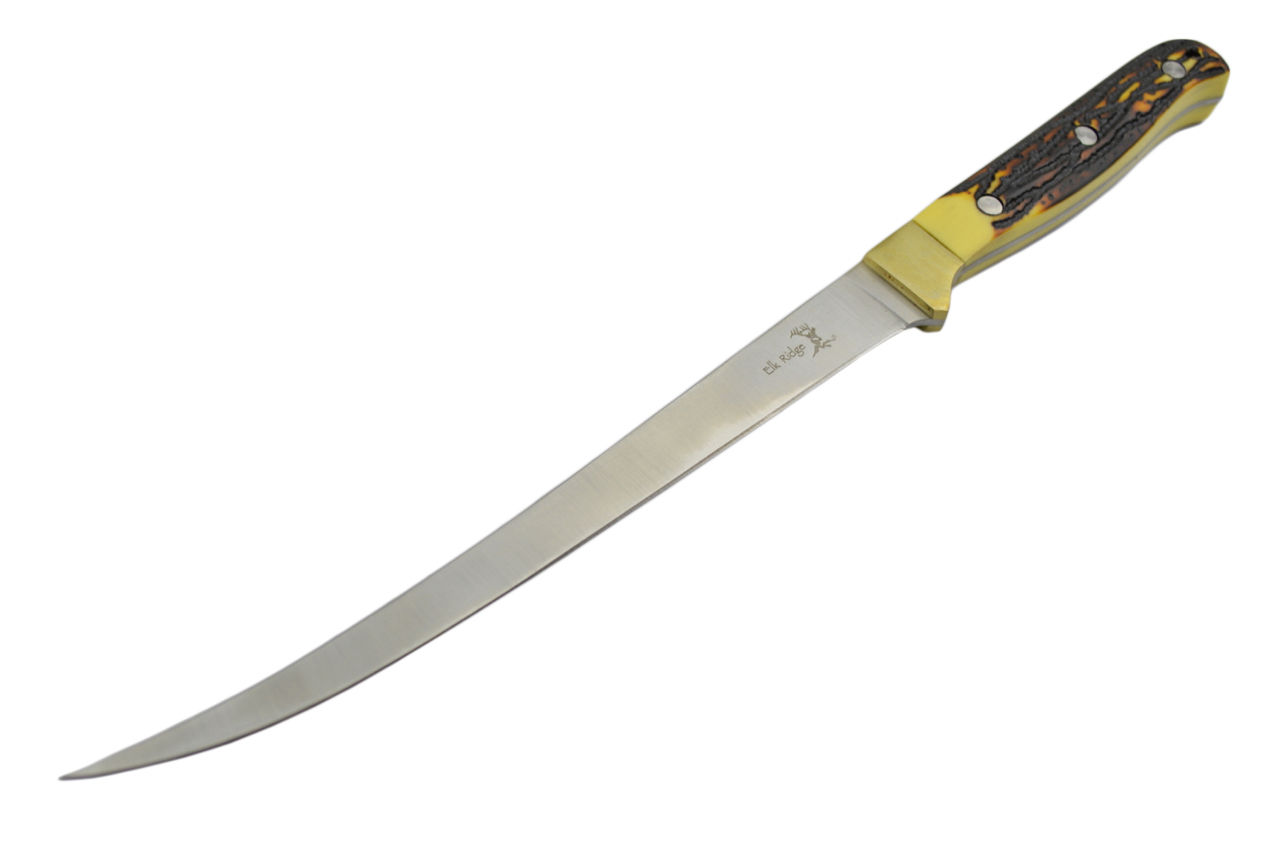 12" Elk Ridge Bone Full Tang Fish Fishing Filet Fillet Camping Hunting ...