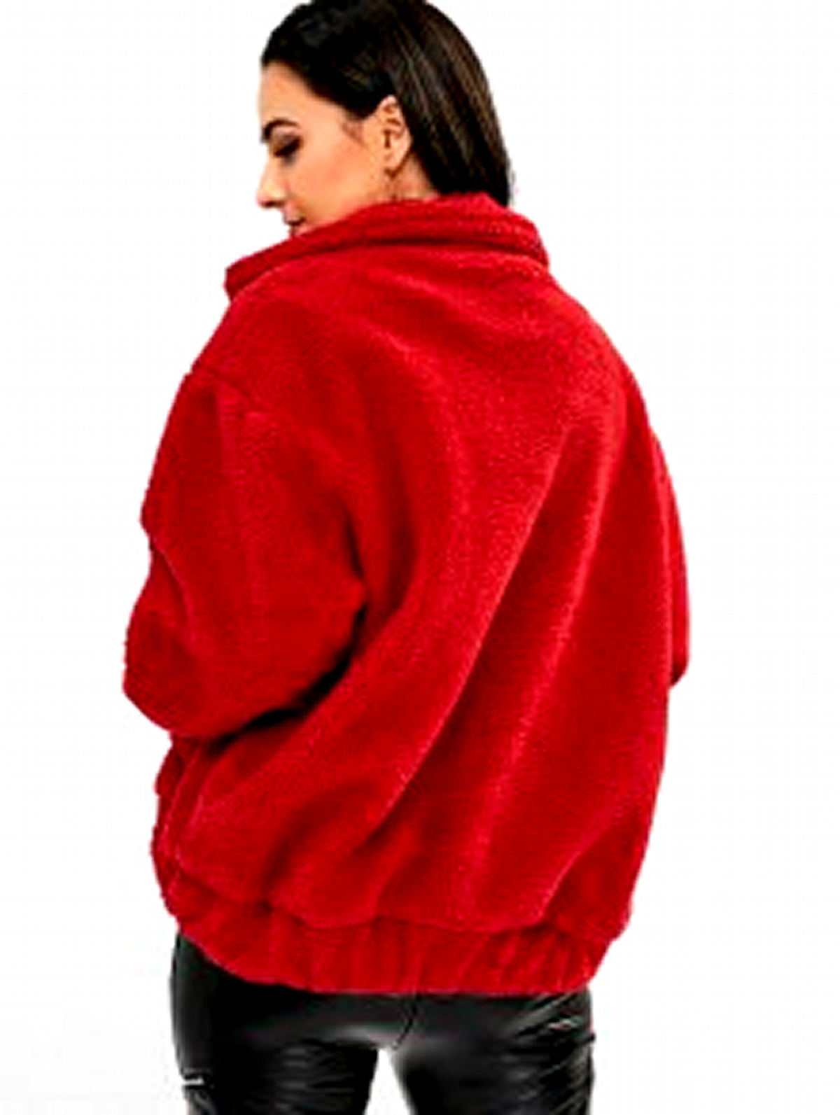 NWT Fluffy Zip Up Winter Teddy Coat - Red Size L | Property Room
