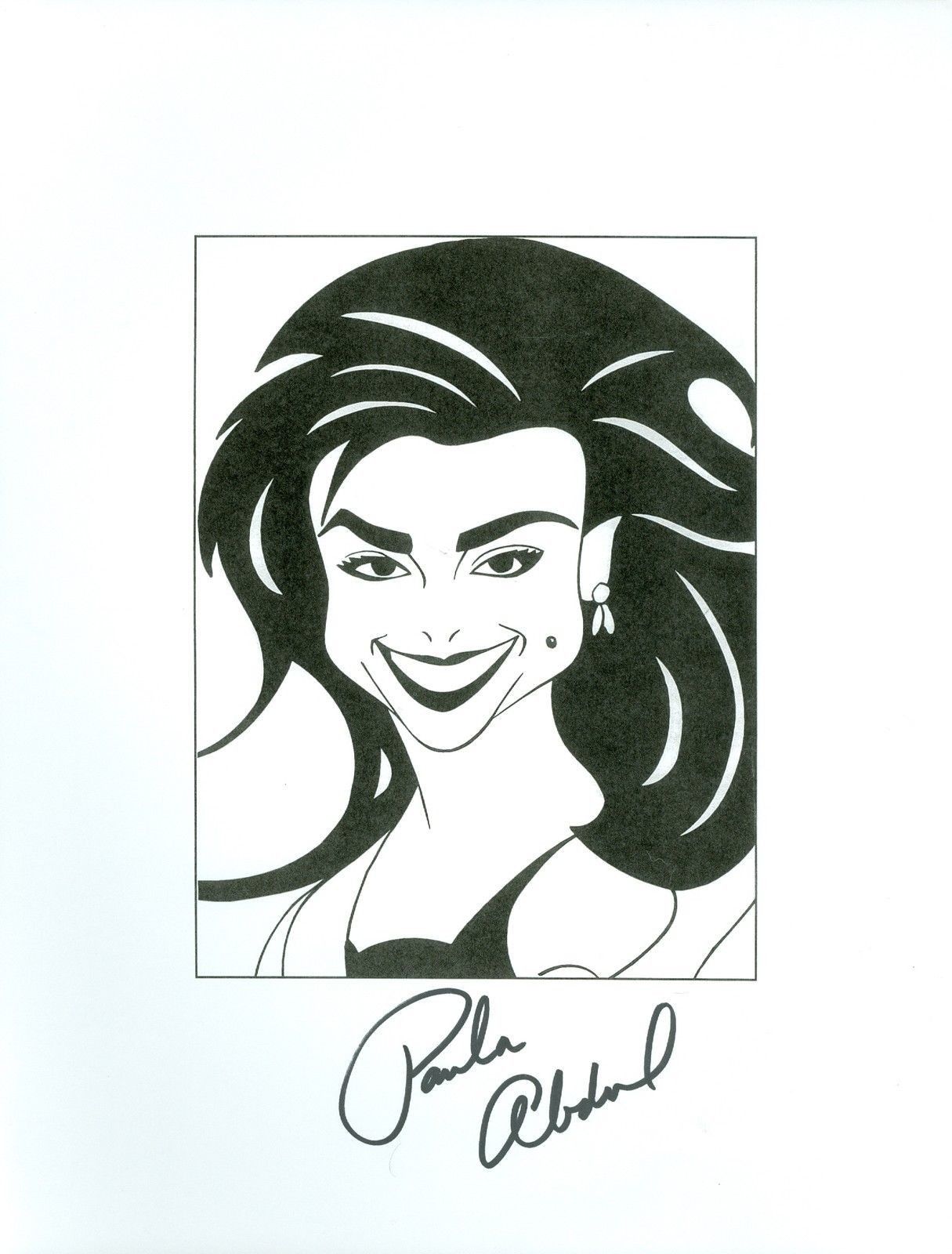 PAULA ABDUL American Idol, X Factor Judge Signed Auto 8.5x11 Cartoon ...