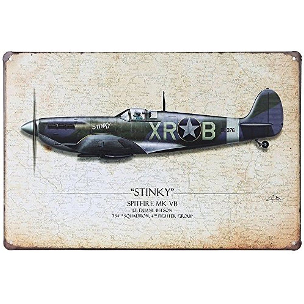 Metal Sign Stinky Spitfire Mk Vb Fighter Plane | Property Room