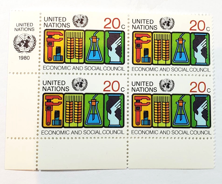United Nations Stamps Set of 4 Blocks of 4 Stamps | Property Room